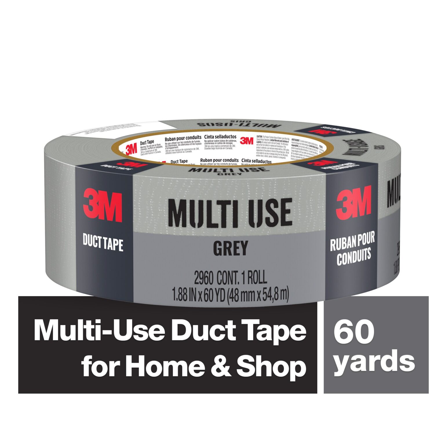 3M 98009, Multi-Use Duct Tape 2960-A 1.88 in x 60 yd (48.0 mm x 54.8 m ...
